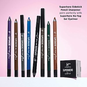 IT Cosmetics Superhero Sidekick Pencil Sharpener - 2-in-1 Sharpener with Built-in Removal Tool - Use with Thick or Thin Eyeliner & Lip Pencils - for The Most Precise Makeup Application