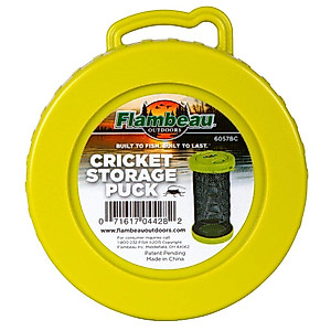 Flambeau Outdoors 6057BC Cricket Storage Puck, Portable Netted Cricket Fishing Bait Storage, Lime Green/Black Net