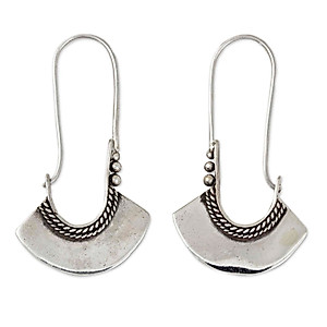 NOVICA Artisan Handcrafted Silver Hoop Earrings | Bell Design Hoop Earrings | .925 Sterling Silver Earrings | Silver Hoop Earrings Handmade | Hoop Earring Thailand | Bohemian Hollow Bell Themed