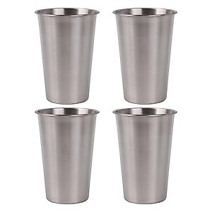 BQLZR Stainless Steel Cup 500ml/16.9 oz Beer Drinking Mug for Party Tumbler Pack of 4