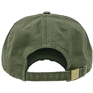 Funky Junque Distressed Baseball Cap Vintage Dad Hat - American Flag (Olive)