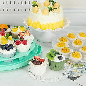 HANSGO Round Cake Carrier, Cake Container with Lid and Handles 3-in-1 Multipurpose Cake Keeper Holder Platter for Cupcake Devil Eggs 10 Inch Cake Dishwasher Safe