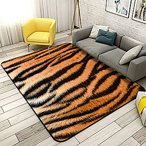 LIKETN 3D Imitation Animal Fur Area Rug Living Bedroom Zebra Outdoor Rugs Tiger Print Pattern Leopard Carpet Indoor Runner Rugs Washable Door Mat Kid's Room Home Décor 2' X 3'