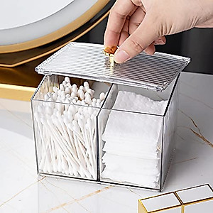 Hexsveyo Qtip Holder Dispenser Bathroom Jar, Cotton Swab Holder With Lids Set, Storage Organizer Box Apothecary Jars Dispenser For Cotton Ball, Cotton Swab, Cotton Round Pads, Floss