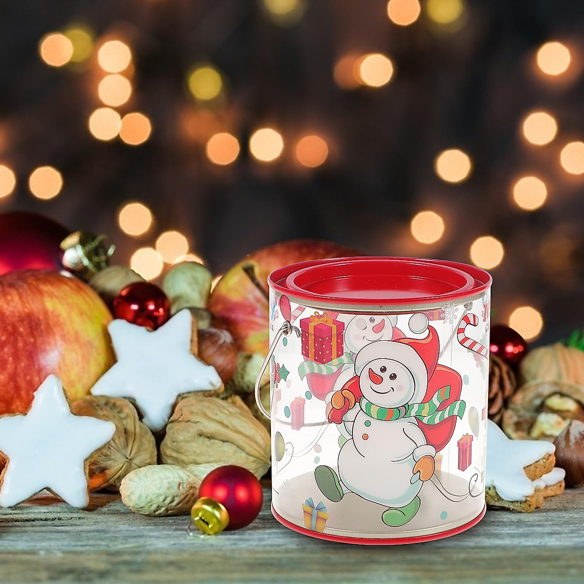 Cabilock 8pcs Portable Cylinder Airtight Cookie Container Candy Containers for Cookie Containers for Giving Christmas Empty Tin Holiday Cookie Box Metal Christmas Jar Seal