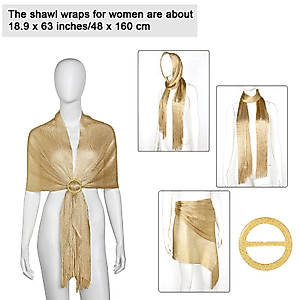 Hicarer 5 Pcs Women Accessories Including Shawls and Wraps, Evening Bag Clutch Purses, Rhinestone Jewelry Sets for Wedding(Cute Style,Gold)