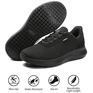 OXOMOCA Non Slip Work Shoes for Men Women Restaurant Slip On Shoes for Mens,Slip Resistant Work Waterproof Sneakers Resistant Lightweight Comfortable Kitchen Chef Shoes Food Service Z-Black