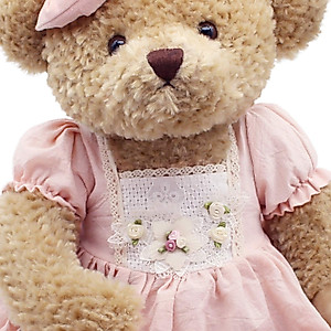 Oitscute Big Baby Teddy Bear with Cloth Cute Stuffed Animal Soft Plush Toy 25" (Pink&Brown)