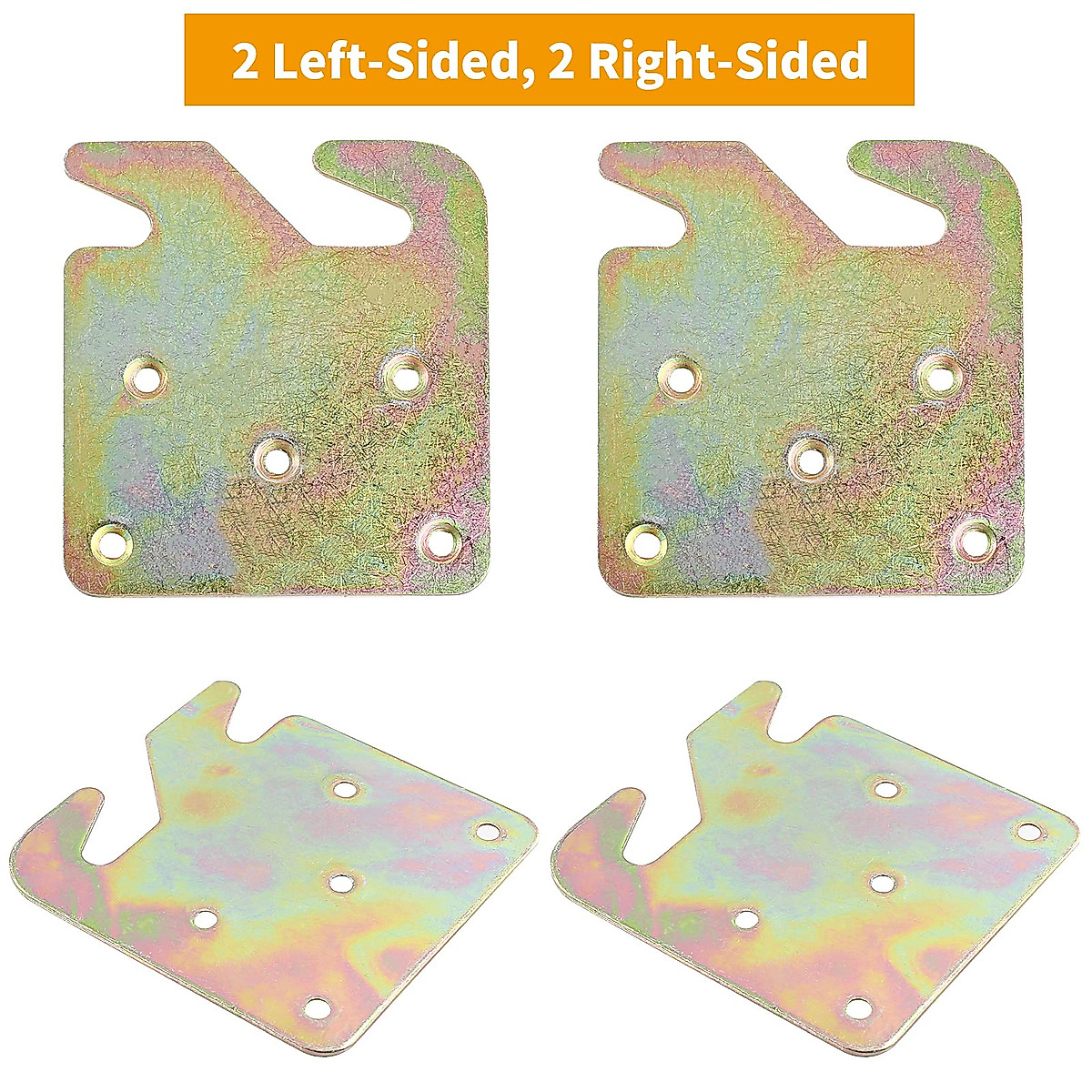 Suiwotin 4 Sets Bed Rail Hook Plates, Heavy Duty Bed Rail Fitting Bracket with Mounting Screws, Universal Wood Bed Rail Hooks Hardware for Bed Frames, Headboards, Foot-Boards (Galvanized Brass)