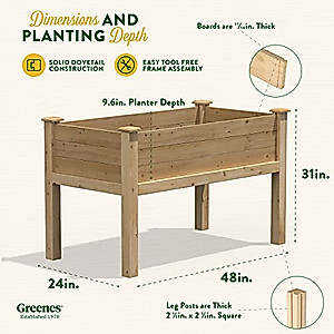 Greenes Fence RCEV2448 Fence Elevated Garden Bed, 48" L x 24" W x 31", Cedar