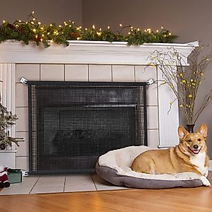 Fireplace Screen Safe Mesh Gate: Child Proof Barrier Guard Living Room Fire Place Cover for Toddler Baby and Pets 29 x 41 inches