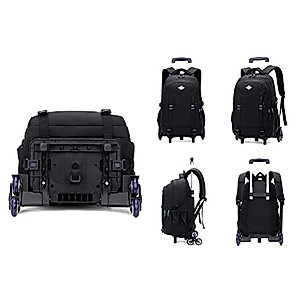 Rolling Backpack for Boys 18in Black Trolley Bags Wheeled Bag Kids' Carry-Ons Travel Primary Middle School Bookbag