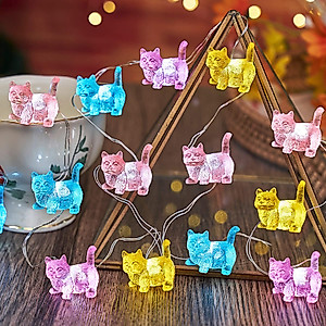 Bartlett Cute Cat Decorative String Lights Indoor Animal Fairy Lights Plug in USB or Battery Operated Unique Festive Kitty Lights 10ft 30LED with Remote for Holiday Birthday Decoration