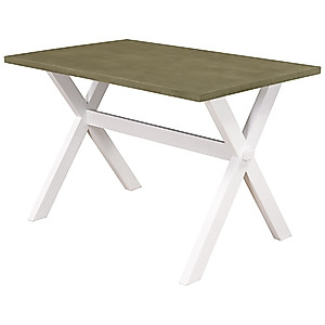 TARTOP 45.5 Inches Rustic Farmhouse, Wood Kitchen Room X-Shape Legs, Rectangle 4-6, Easy to Assemble, Gray Green+_White, Round Extendable Dining Table, Espresso