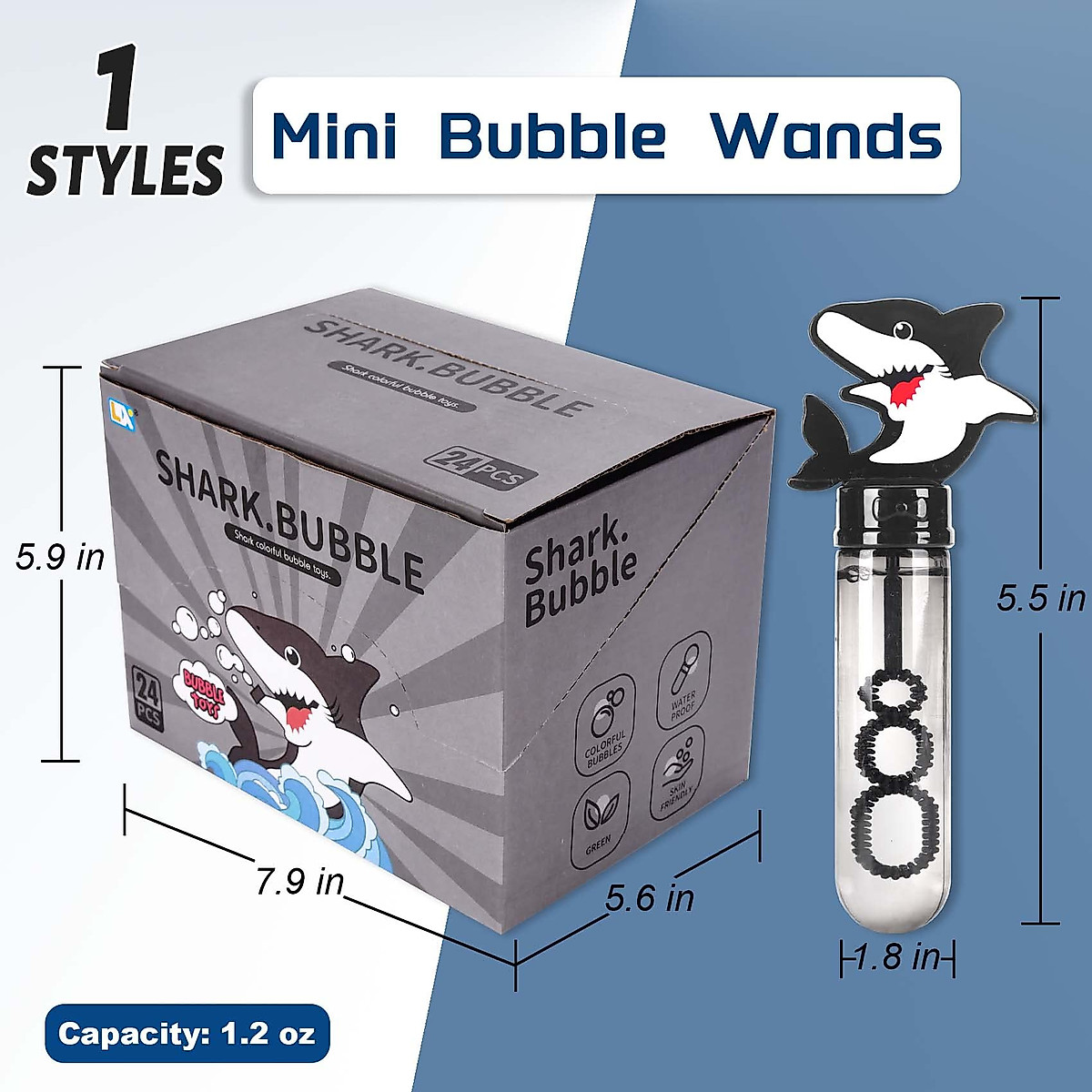 JOYYPOP 24 Pack Mini Bubble Wands for Kids Shark Party Favors Bubble Wands Summer Ocean Beach Gifts for Boys Girls Shark Theme Birthday Party
