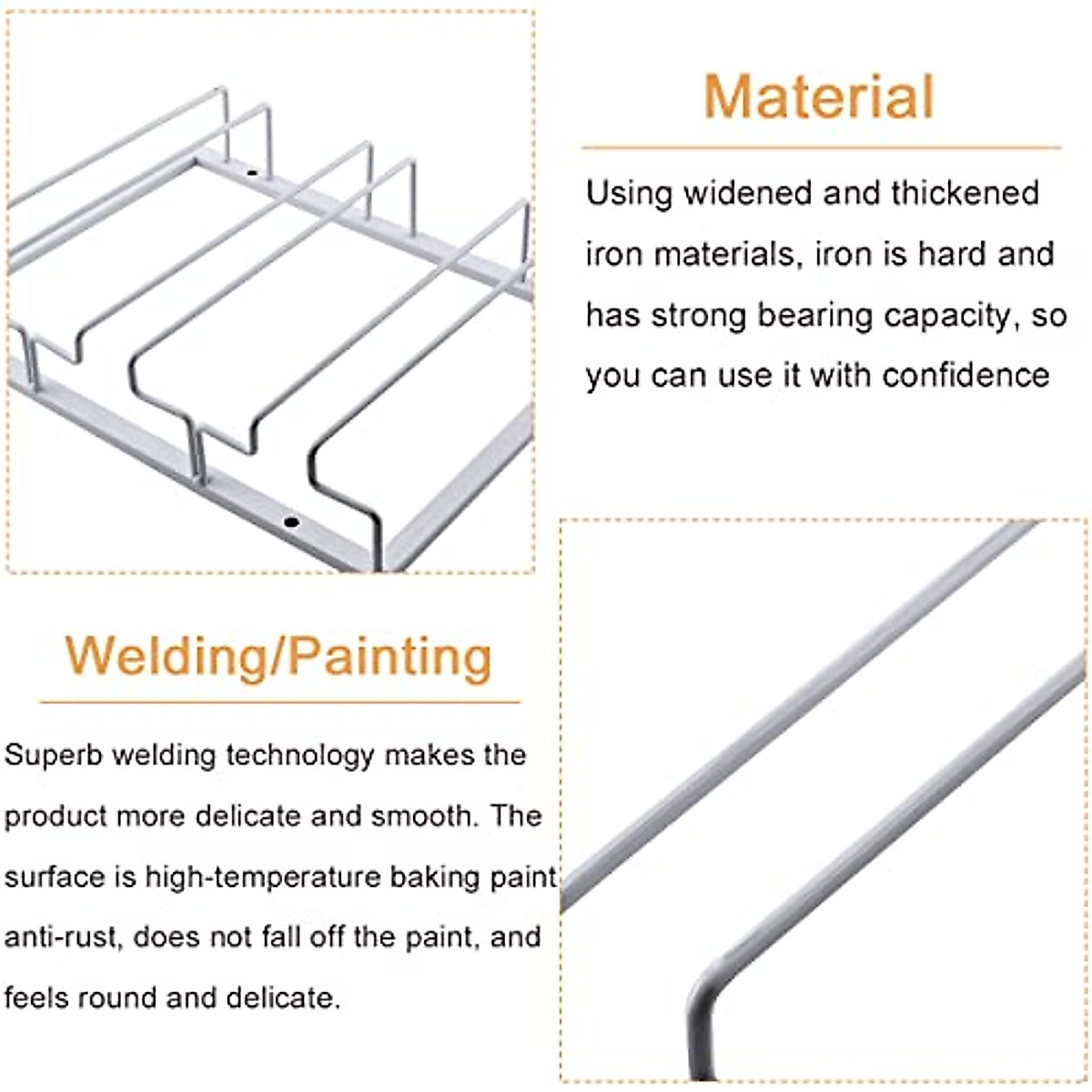Enenes Wine Glass Holder 1PACK Wine Glasses Rack 3 Rows Iron Wine Glasses Hanger Stemware Rack Under Cabinet Wine Glasses Hanger Storage Hanger for Cabinet Kitchen Bar (White)