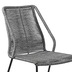ARMEN LIVING LCCPSIGRY Clip Indoor Outdoor Stackable Steel Dining Chair with Grey Rope-Set of 2, Gray