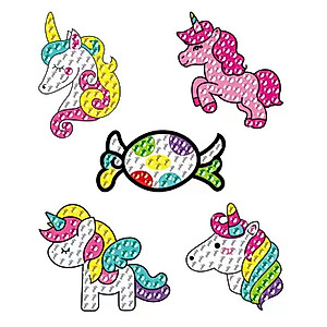 PICNICFUN Diamond Painting Kits Stickers for Kids,20 PCS 5D DIY Cute Animals and Unicorns Handmade Digital Paint Rhinestone Mosaic Sticker Making for Children Art Craft,Kids Gift