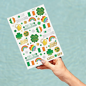 xo, Fetti St Patricks Day Temporary Tattoos - 54 Glitter Styles | Shamrock Supplies, Kiss Me I'm Irish Party, St Patty's Day, Leprechauns Arts and Crafts