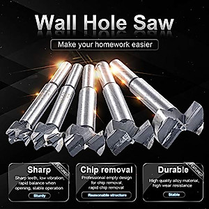 KATUR 15mm to 35mm Hinge Boring Bit Tungsten Steel Forstner Drill Bits Set Hinge Forstner Boring Hole Saw(5pcs,15-35mm)