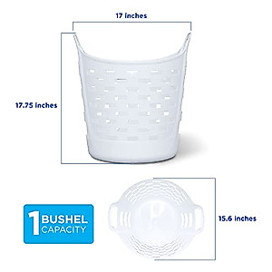 Clorox Flexible Laundry Basket - Plastic Hamper for Clothes, Bedroom, and Storage - Portable Round Bin with Carry Handles, 1 Bushel, White