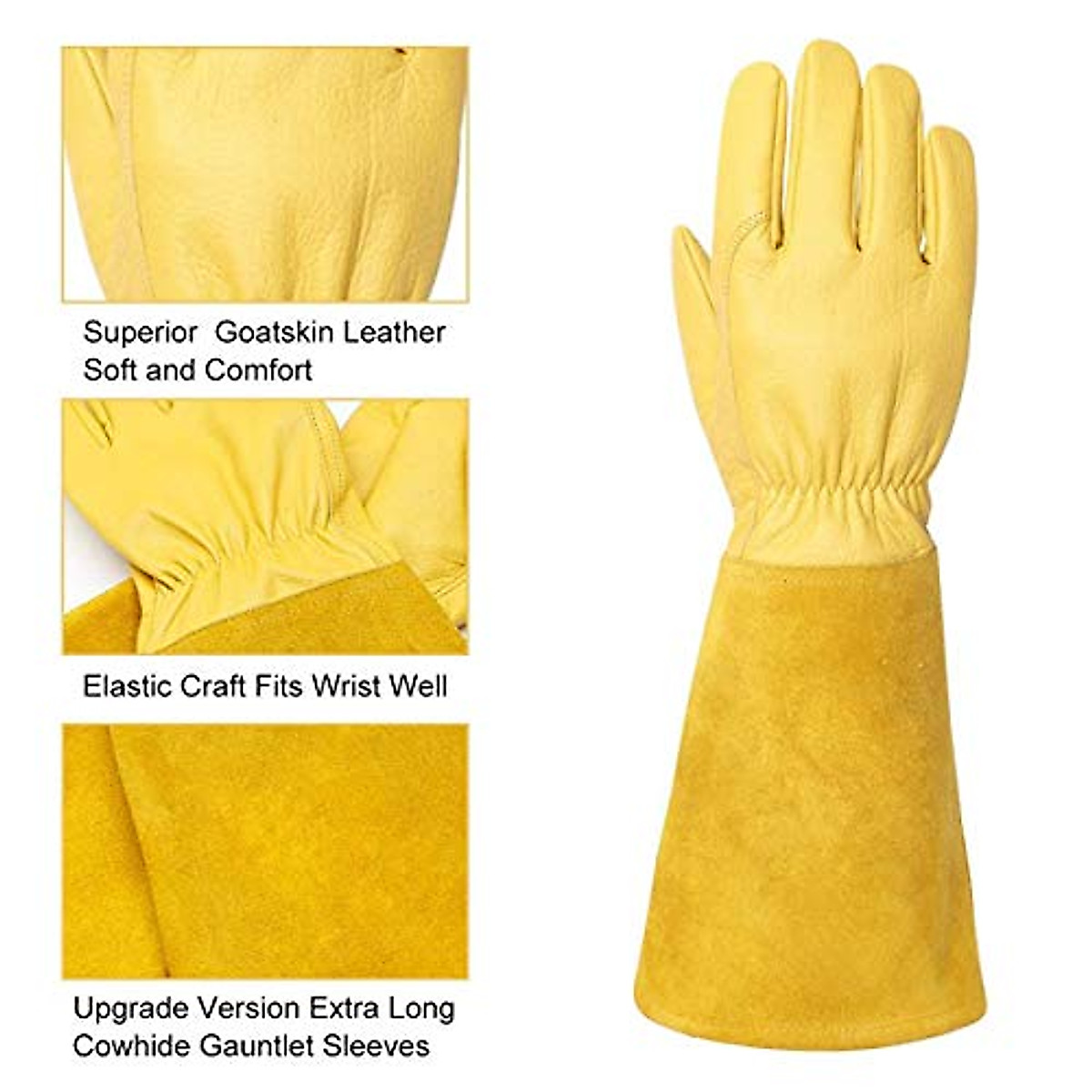 Kim Yuan Rose Pruning Gloves for Men and Women. Goatskin Leather Gardening Gloves