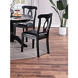 LCH Classic Design 5pc Set,Round Table with 4 Side Upholstered Chairs Cushion Fabric Upholstery Seat,Rubberwood Black Color Furniture for Dining Romm,Living Room,Easy to Assemble