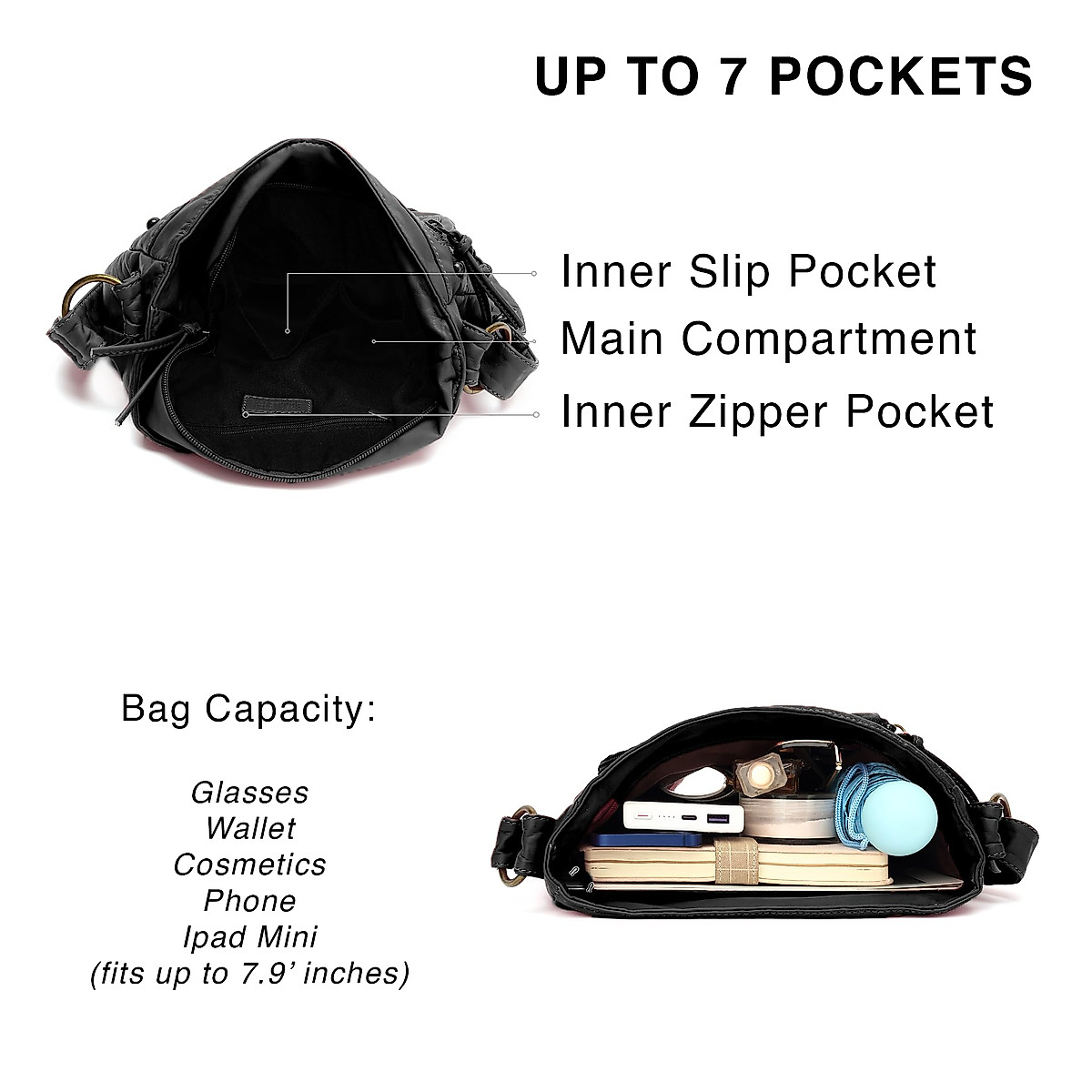 Scarleton Crossbody Bags for Women Travel Bag Purses and Handbags Multi Pocket Shoulder Bag Ultra Soft Faux Leather, H169319 - Navy Blue