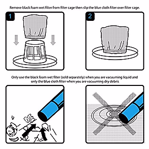 Vacmaster Cloth Filter (4 to 16 gallon), 3 Pack, VRC5