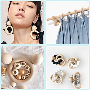 15 Pcs Wooden Rings, Macrame Wooden Rings, Natural Unfinished Solid Wood Rings for DIY Craft Pendant Connectors Jewelry Making (55 mm)