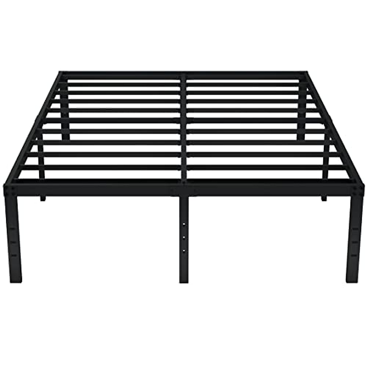 EMODA Queen Bed Frame No Box Spring Needed 18 Inch Heavy Duty Metal Tall Platform Bed Frame Queen Size with Large Storage Space, Easy Assembly, Black