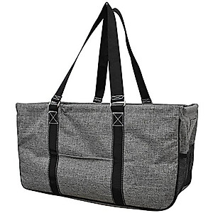 N. Gil All Purpose Open Top 23" Classic Extra Large Utility Tote Bag 4-2017 Fall New Pattern (Crosshatch Grey)