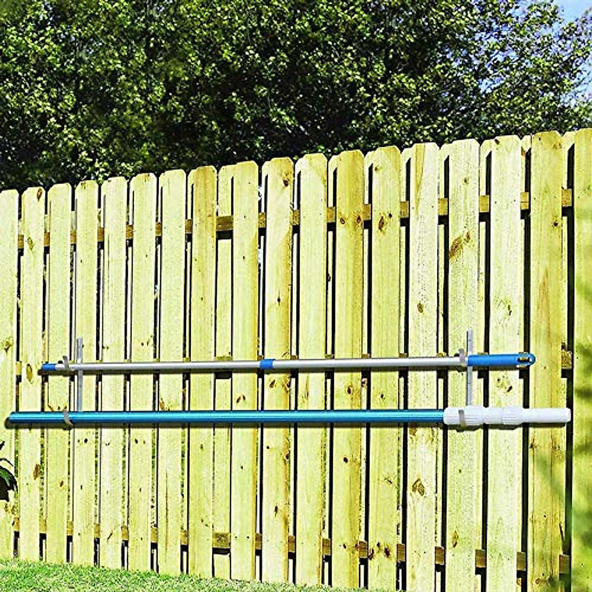 CYCTECH Pole Hangers,Aluminum Holder Set,Swimming Pool Pole Hanger Pool Hanger Hook for Pool Telescoping Pole,Leaf Rakes,Net,Vacuum Hose,Brushe and Garden Tools (White)