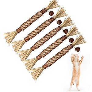 BAWAN Catnip Toys‖ Silvervine for Cats: Cute Cat & Kitten Toys for Indoor Cats Interactive‖ Cat & Kitten Teething Chew Toys for Aggressive Chewers‖ Silvervine Sticks Cat Dental Toy (5PCS)