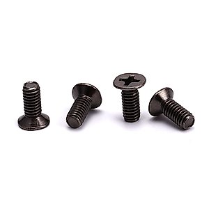 100pcs M2.5×4mm Black Carbon Steel Phillips Cross Countersunk Head (Flat Head) Screws Bolts GB819