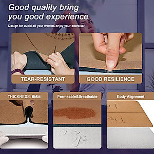 Yoga Mat,Large Cork Extra Wide Pro Fitness Mat,Non Slip Exercise Mat with Carrying Bag,Eco Friendly Workout Mat for Pilates,Gymnastics, Meditation,Floor Exercises for Men and Women (183x81x0.6cm)