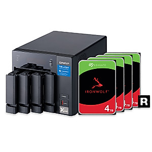 QNAP 4 Bay Thunderbolt NAS with 12TB Storage Capacity, Preconfigured RAID 5 Seagate IronWolf Drives Bundle (TVS-472XT-PT-4G-44R-US)
