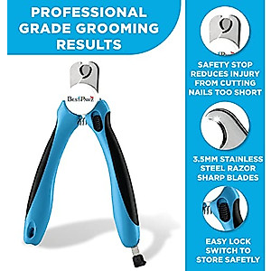 Bestpawz Cat & Dog Nail Trimmers - Sturdy Non Slip Dog Nail Clippers for Large Dogs - Safety Guard Pet Nail Clipper to Avoid Over Cutting - Cat Nail Clipper Comes with Sharp Blade and Free Nail File