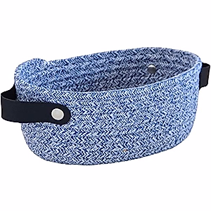 Sundries Storage Basket Organization Hand Woven Comfortable Cosmetic Storage Basket for Bedroom Navy Blue S