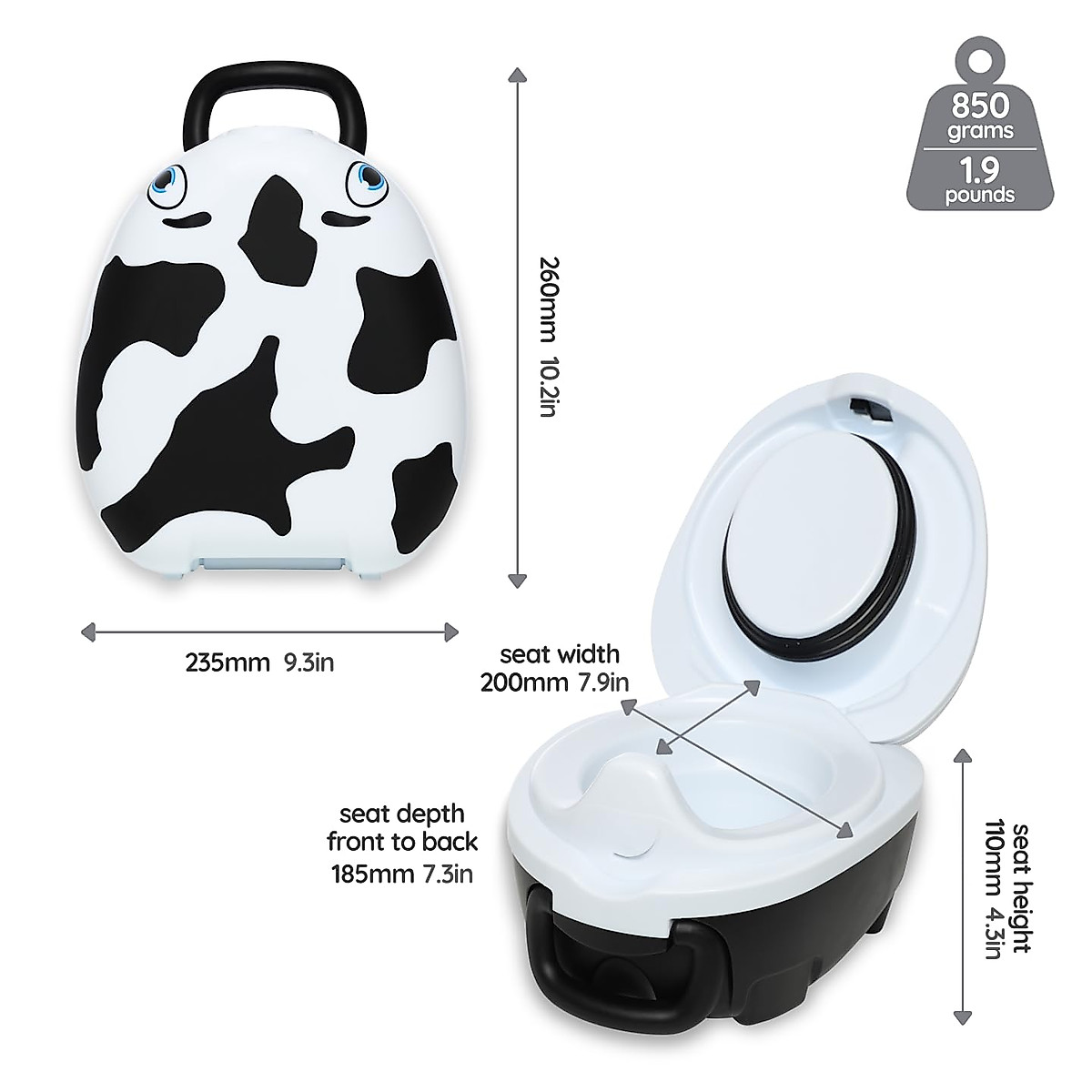 My Carry Potty - Cow Travel Potty, Award-Winning Portable Toddler Toilet Seat for Kids to Take Everywhere