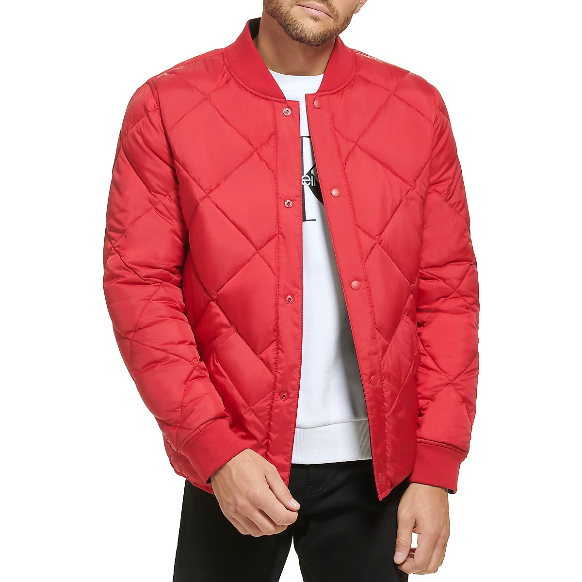 Calvin Klein Men's Reversible Diamond Quilted Jacket, Deep Red, Small
