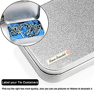 CenterZ 6 Pack Hinged Tin Box Containers - 3.7 x 2.4 x 0.8 inch Metal Tins Storage Boxes with Lids, Rectangular Empty Small Home Craft Organizer for Gift, Jewelery, Pill, Candy, Matches, Soap (Silver)