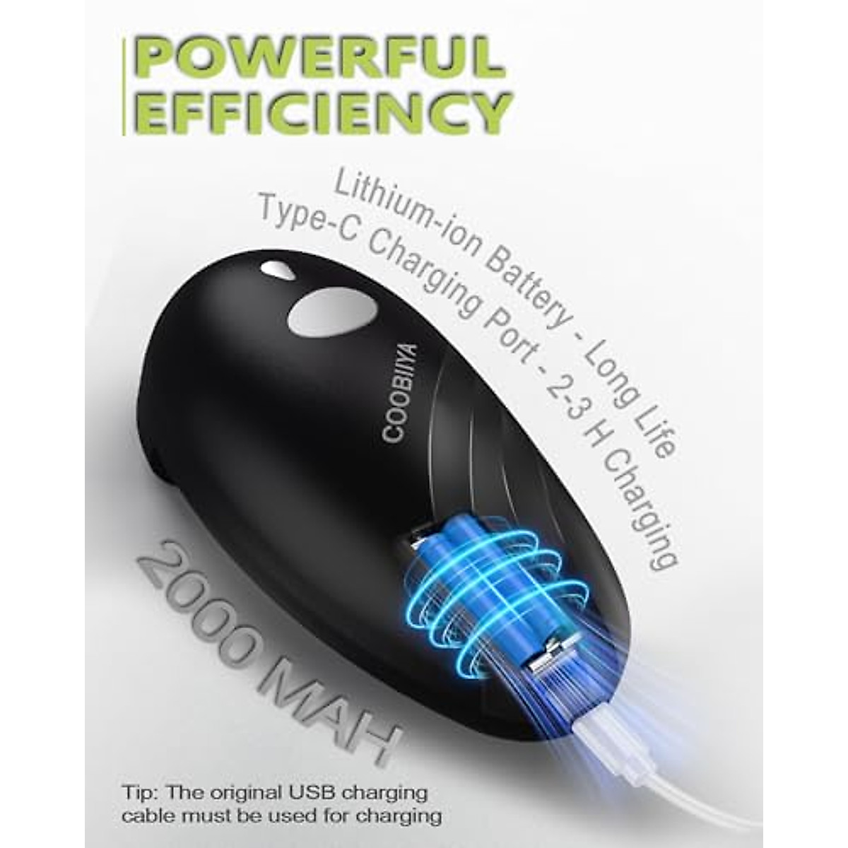 COOBIIYA Powerful Electric Can Opener, Rechargeable Can Opener Cordless for Seniors for Kitchen- Automatic Stop One Touch Can Electric Opener with Smooth Edge (Black)