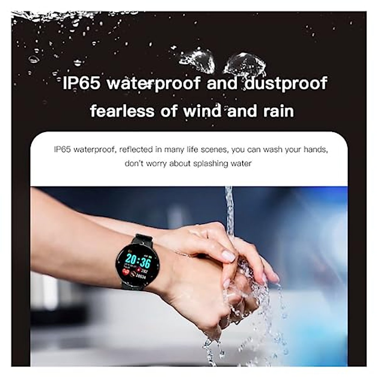 Viflosae 1.44-Inch Color Round Screen Smart Watch, Fashion Round Screen Health Data Recording Function Caller Id Watch, High Sensitivity, Single Button Control (Black)