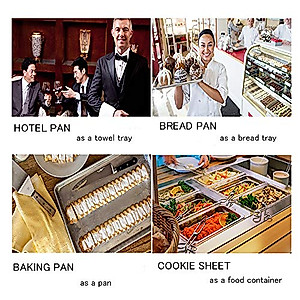 Sheet Pan,Cookie Sheet,Heavy Duty Stainless Steel Baking Pans,Toaster Oven Pan,Jelly Roll Pan,Barbeque Grill Pan,Deep Edge,Superior Mirror Finish, Dishwasher Safe (16.2x12.6x2.4 inch)