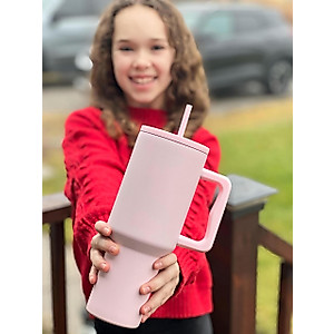 GOGOJOVE 40 oz Tumbler with Handle and Straw Lid,Double Vacuum Stainless Steel Water Bottle,Insulated Cup for Water, Iced Tea or Coffee,Keep Hot/Cold for Hours (Twired in Tulle)