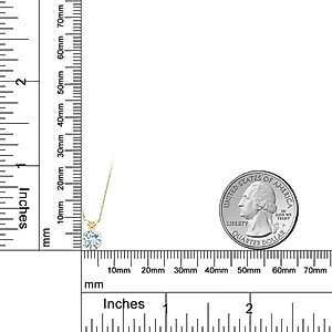 Gem Stone King 14K White Gold 6MM Round Gemstone Birthstone 4-Prong Pendant Necklace | Gold Necklace For Women | With 18 Inch Gold Chain