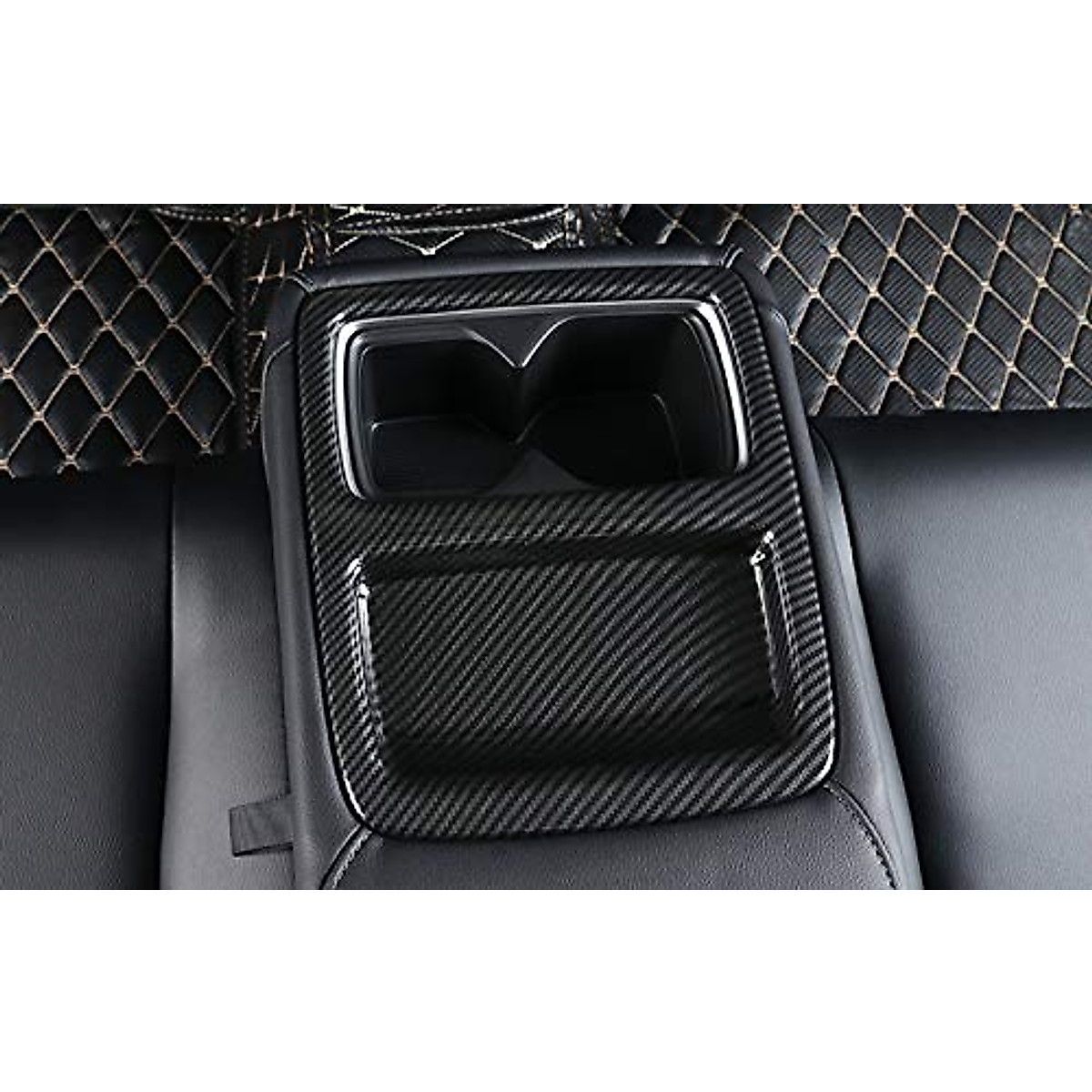 Xotic Tech Car Rear Water Cup Holder Panel Trim Cover Carbon Fiber Style Compatible with Honda Accord 2018 2019 2020 2021 2022