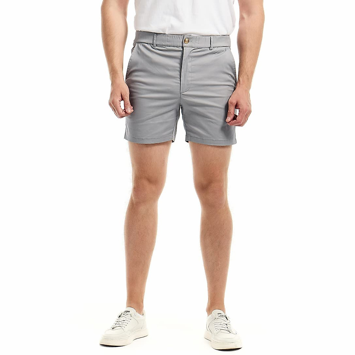 AIMPACT Mens 5.5 Inch Inseam Short Shorts Casual Stretch Shorts for Men Hybrid Shorts(Grey L)