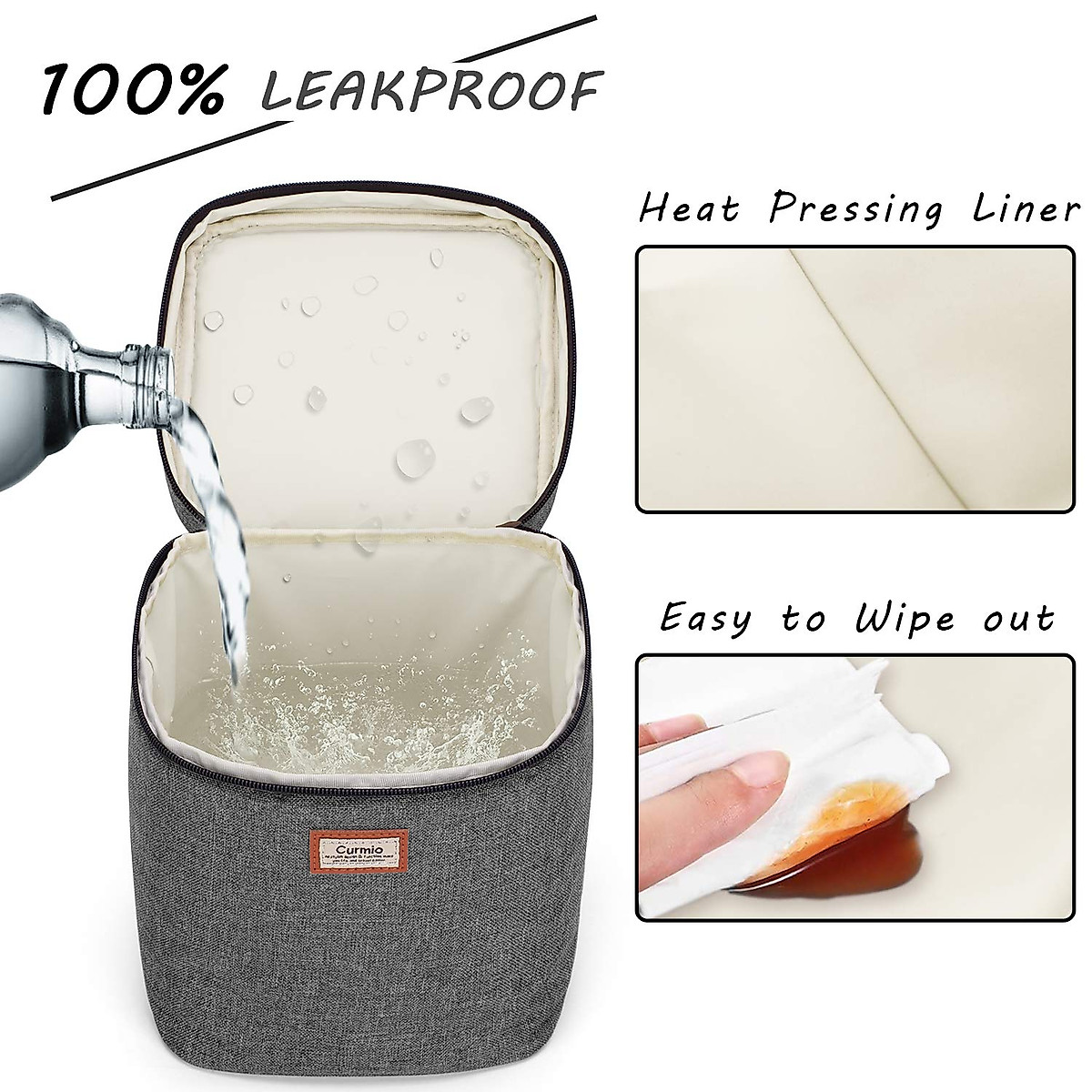 CURMIO Baby Bottles Cooler Bag with Ice Pack for 4 Bottles, up to 9 oz/270ml, Insulated Breastmilk Cooler and Ice Pack for Daycare Travel Nursing Mom, Grey